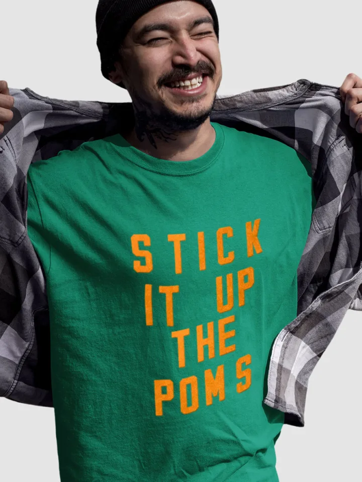 ‘Up the Poms’ 80s retro cricket shirt – flocked lettering – League Tees